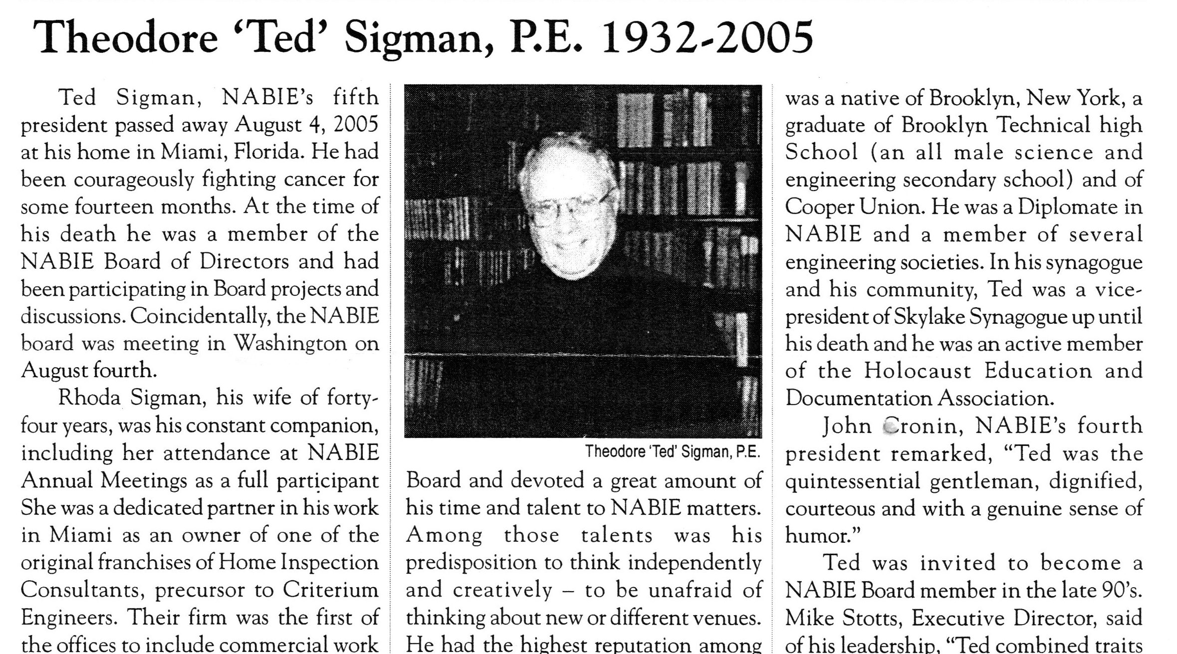 Theodore 'Ted' Sigman Lecture Series - NABIE